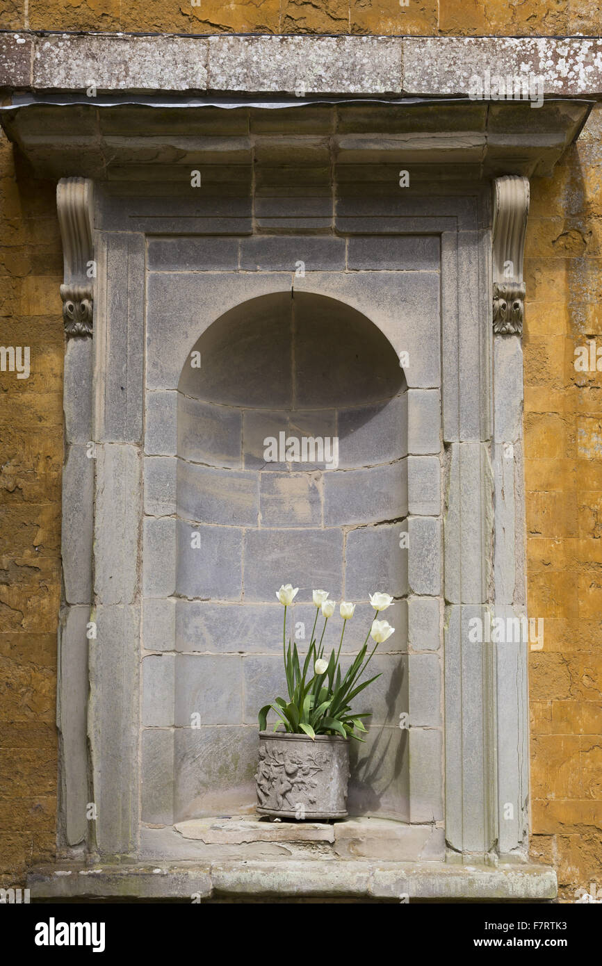 A detail of Farnborough Hall, Warwickshire. Farnborough Hall is a honey ...