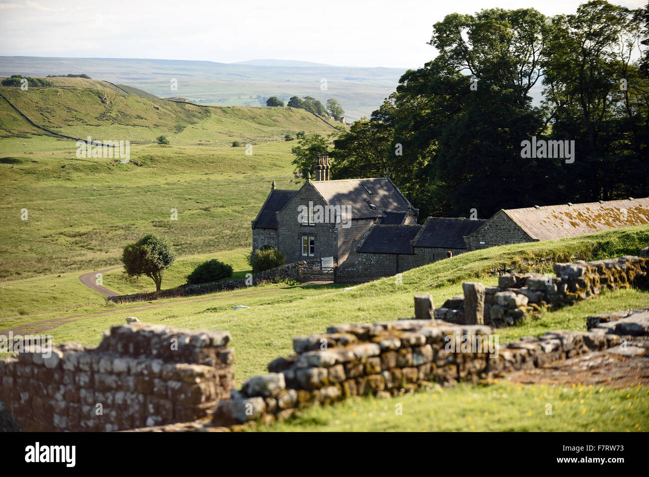Hadrian's Wall and Housesteads Fort, Northumberland. This is one of the ...