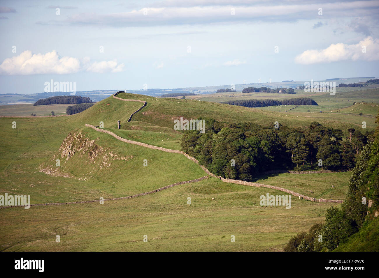 Hadrian's Wall and Housesteads Fort, Northumberland. This is one of the ...