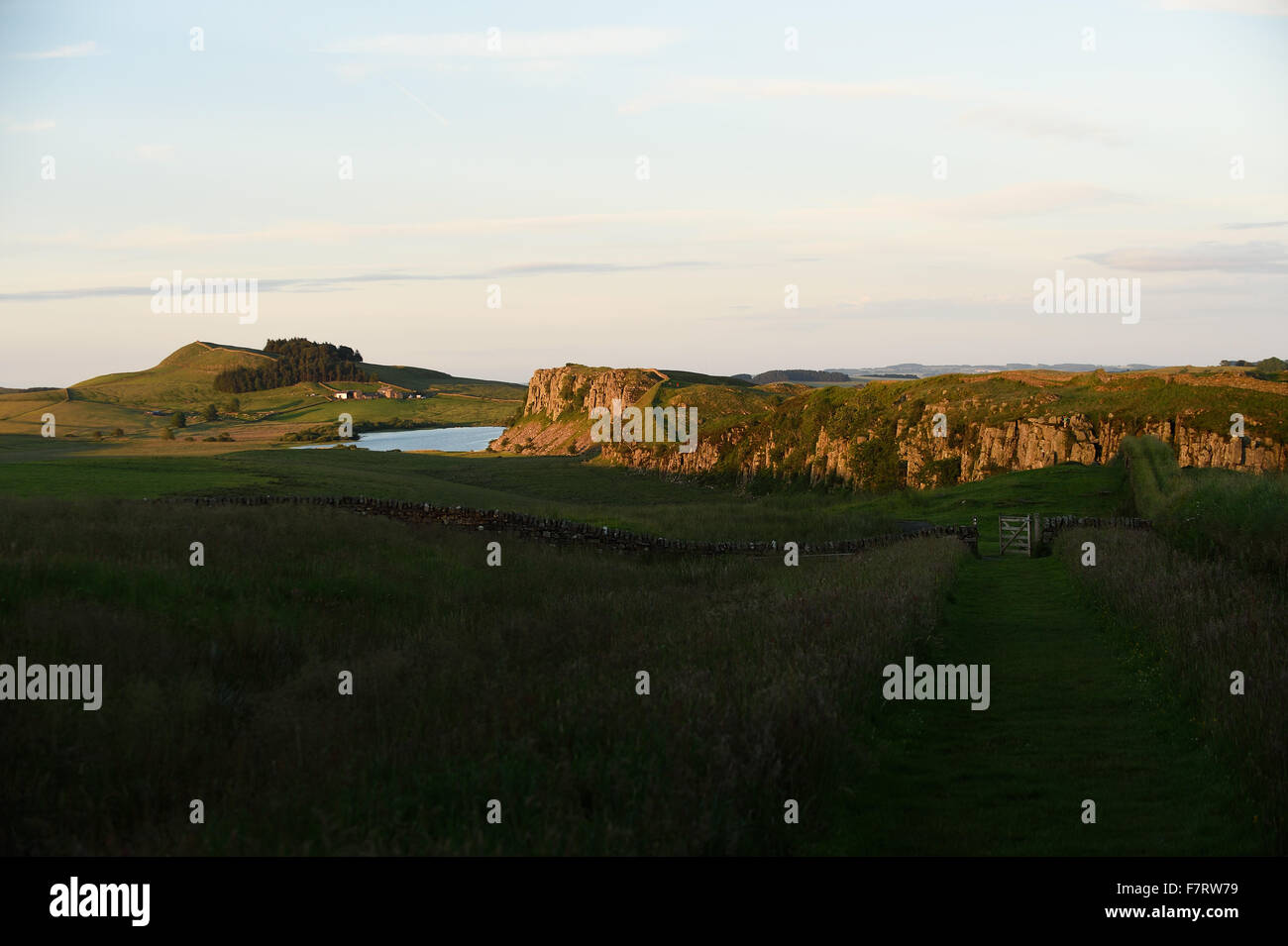 Hadrian's Wall and Housesteads Fort, Northumberland. This is one of the ...