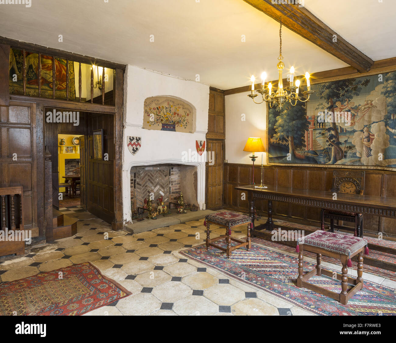 The Hall at Greyfriars' House and Garden, Worcestershire. Set in the ...
