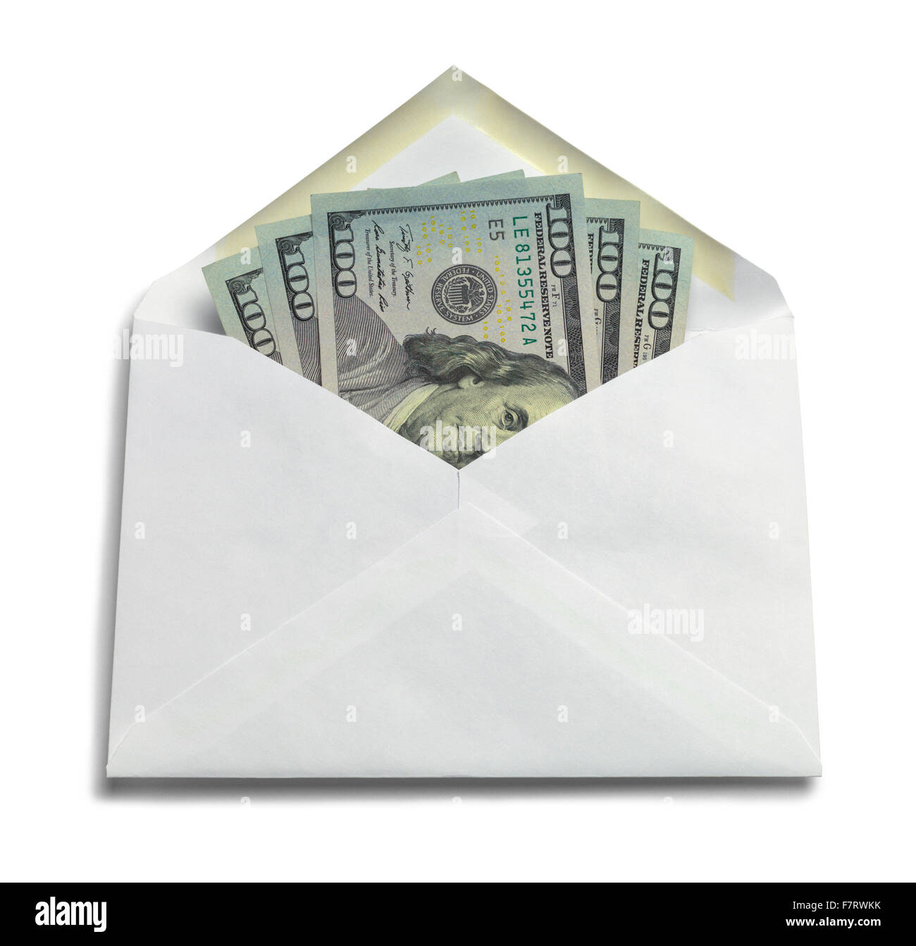 Envelope with Money Isolated on White Background Stock Photo - Alamy