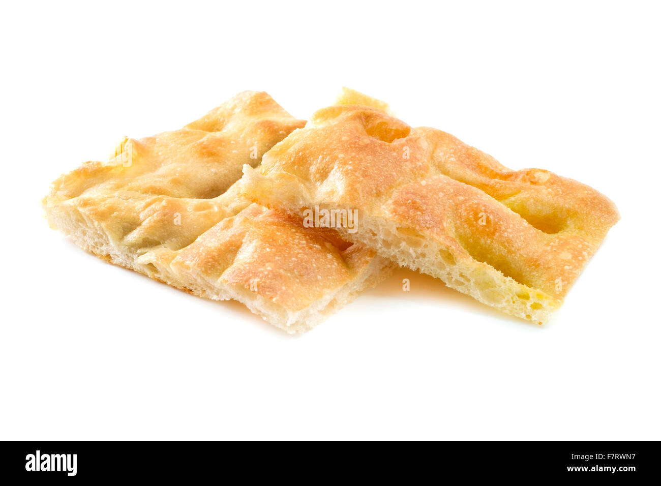 Ligurian focaccia bread on a white background Stock Photo - Alamy