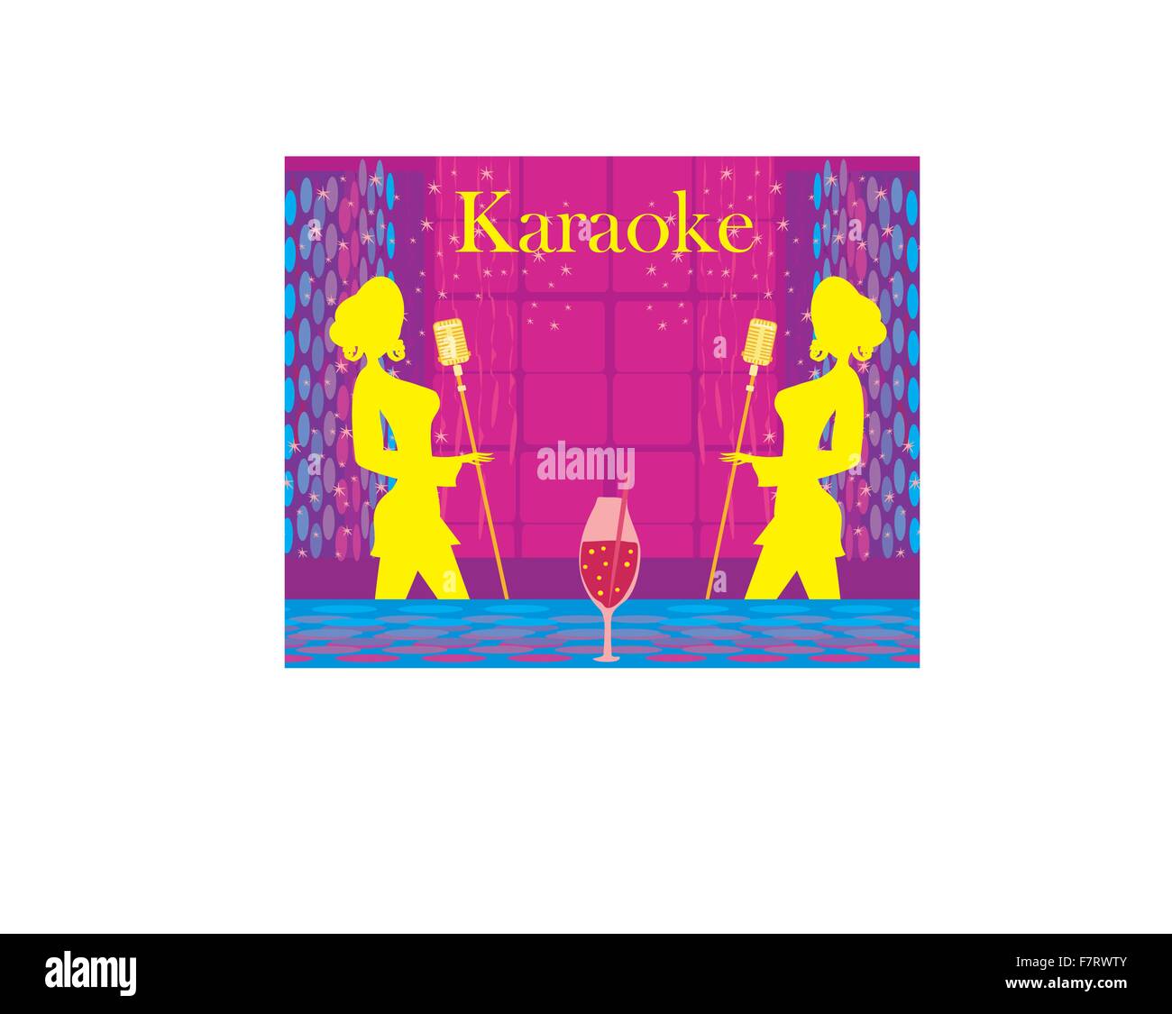 Karaoke night, abstract illustration with microphone and singer Stock ...