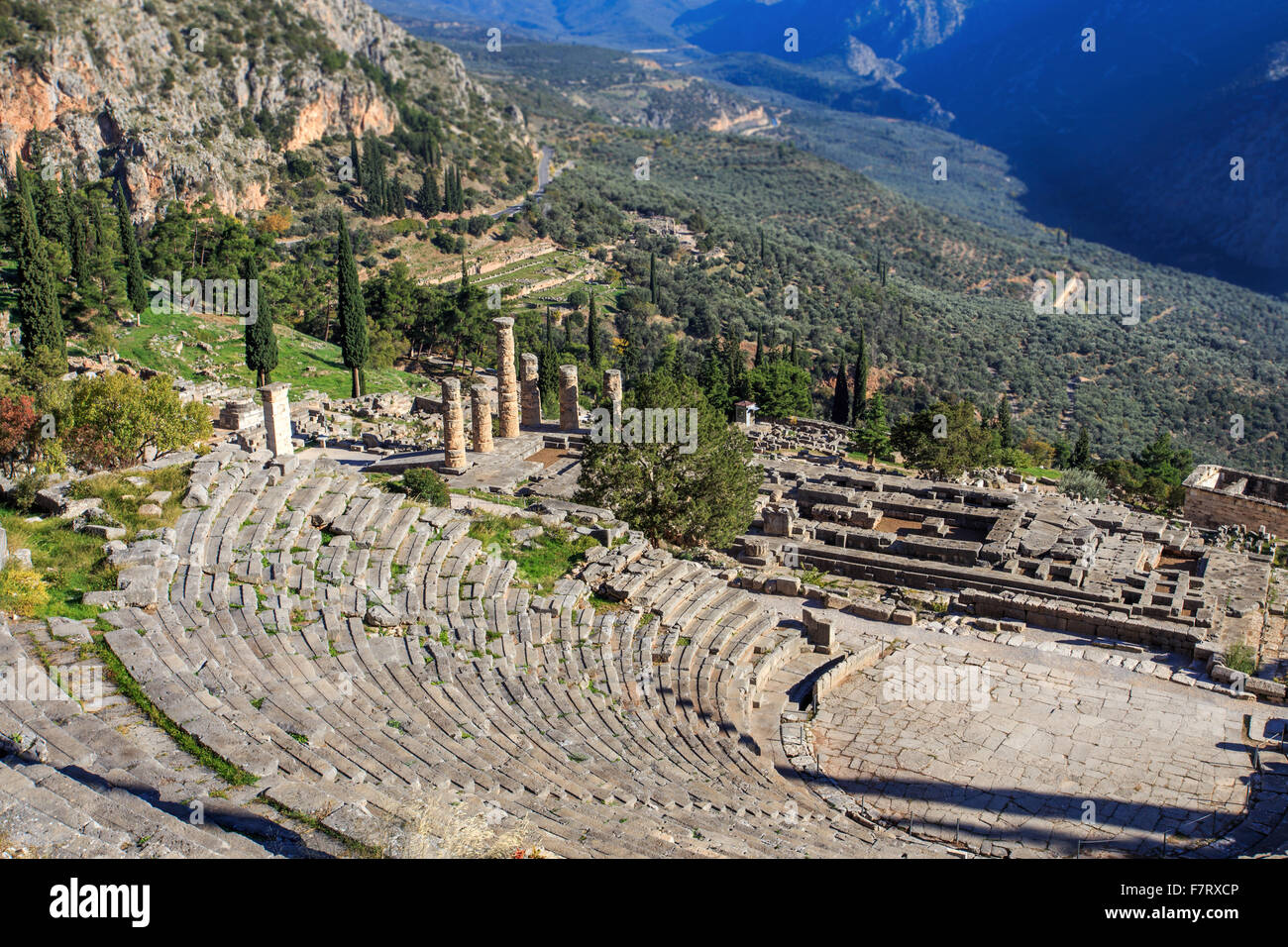 ruins of ancient theater in Delphi, Greece Stock Photo - Alamy