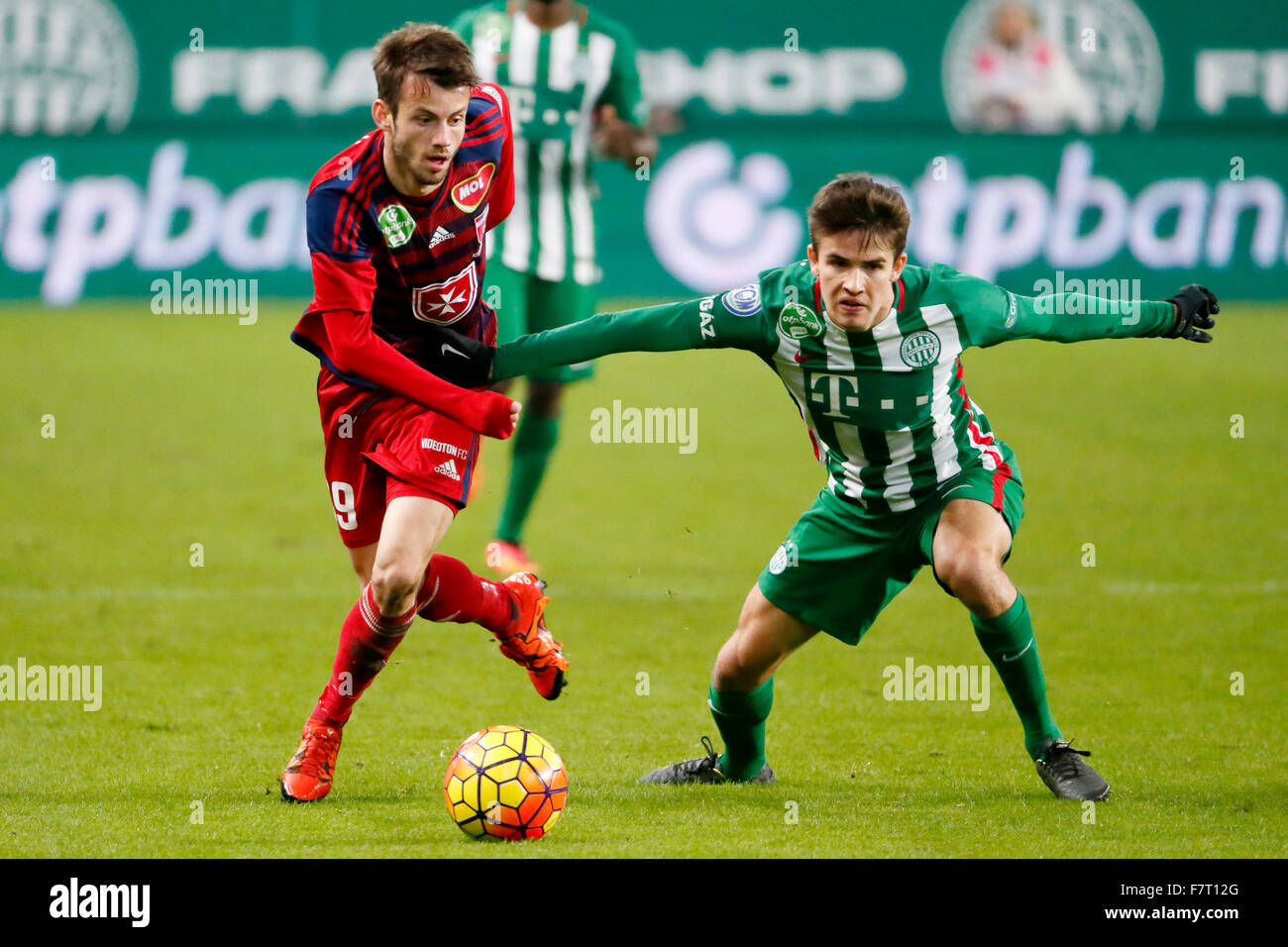 BUDAPEST, HUNGARY - DECEMBER 2, 2015: Duel between Adam Nagy of ...