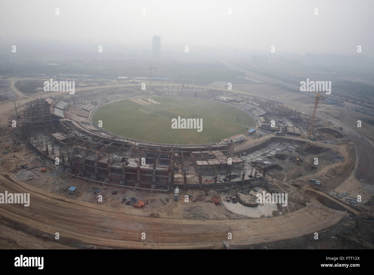 Aerial view of the under construction upcoming Lucknow Agra expressway ...