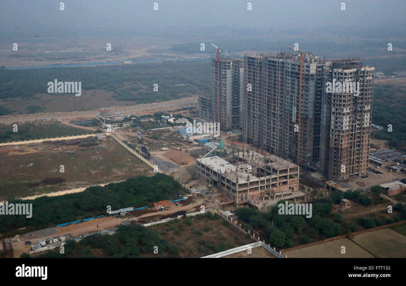 Aerial view of the under construction upcoming Lucknow Agra expressway ...