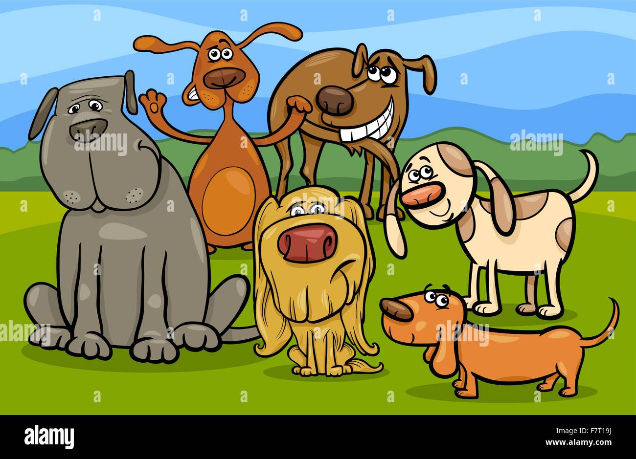 funny dogs group cartoon illustration Stock Vector Image & Art - Alamy