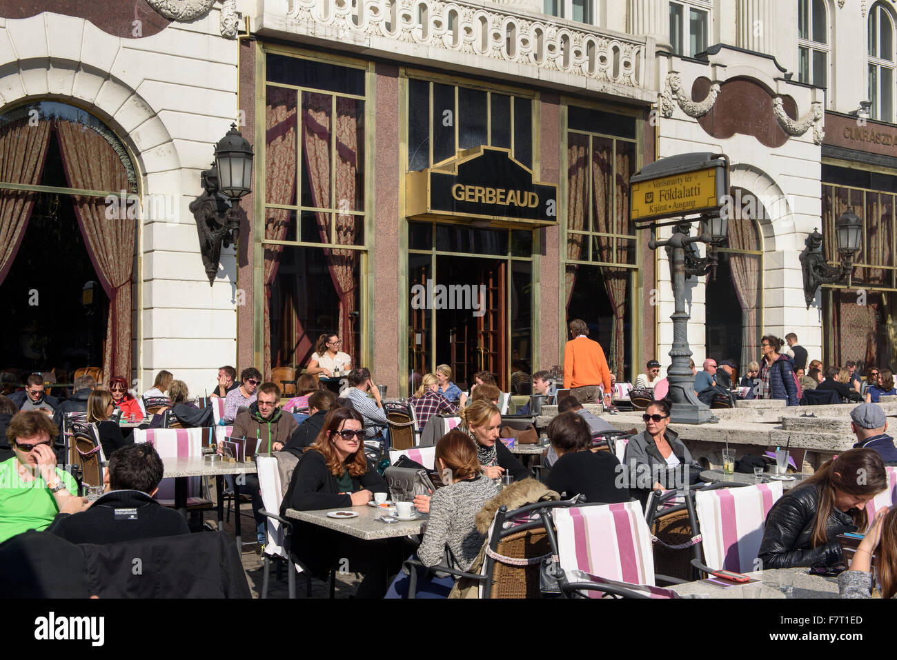 Café and pastry shop Gerbeaud at Vörösmarty tér, Budapest, Hungary ...