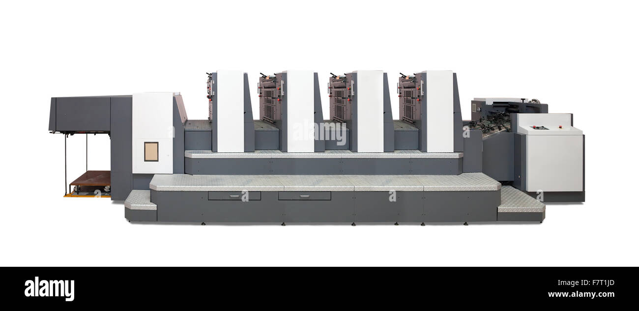 four-section offset printed machine. Isolated with clipping path Stock ...