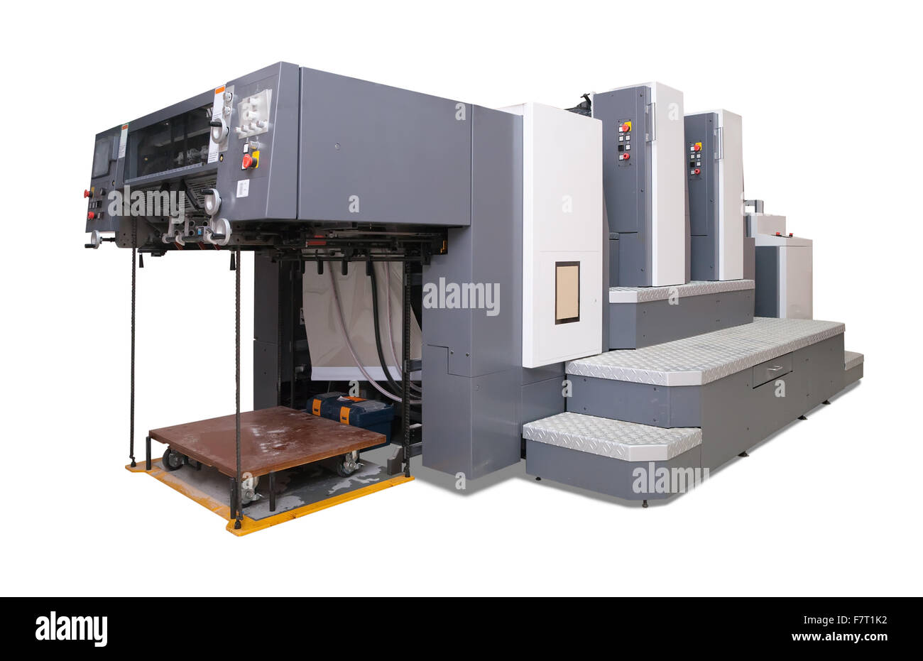 two-section offset printed machine. Isolated with clipping path Stock ...