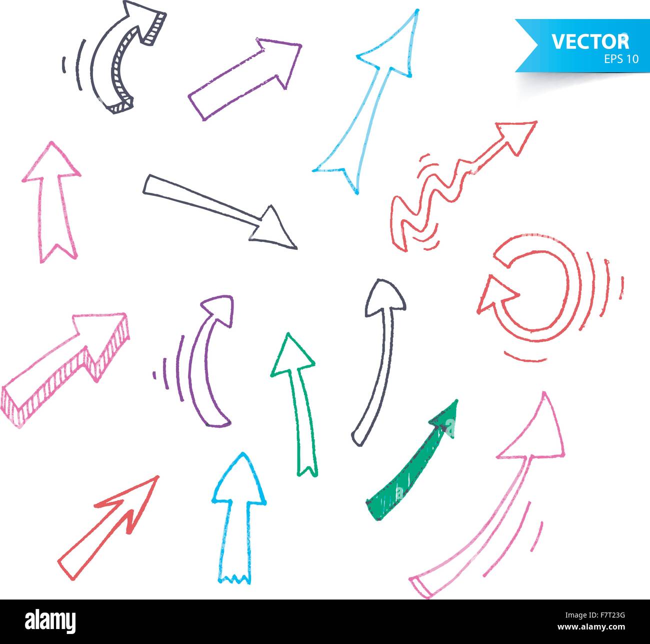 Set vector highlighter arrows doodle doodled Cut Out Stock Images ...