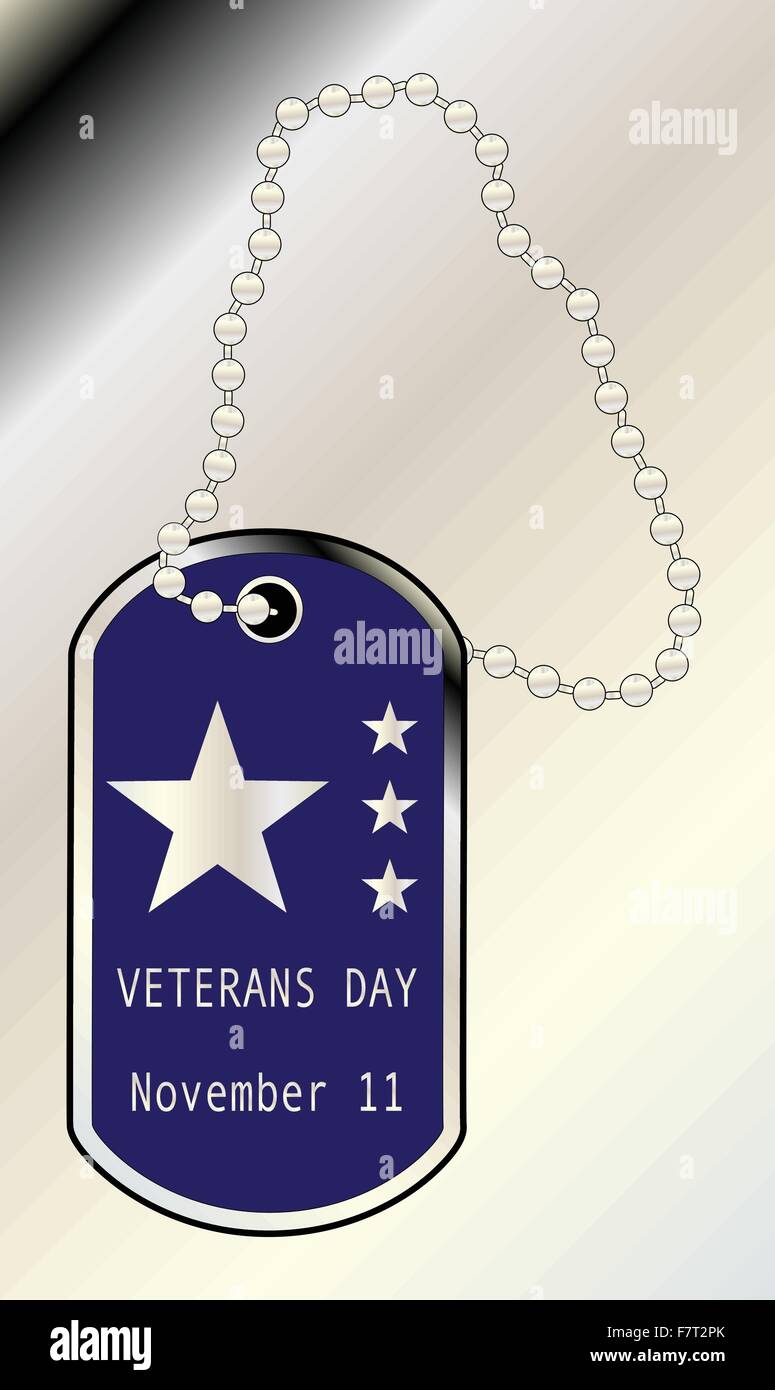A dog tag with the inscription veterans day and 4 silver stars Stock ...