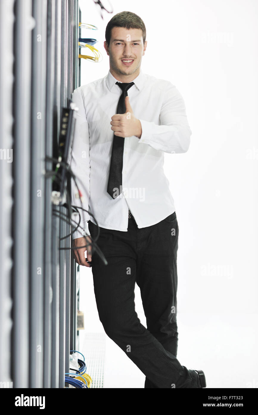 young handsome business man it engeneer in datacenter server room Stock ...