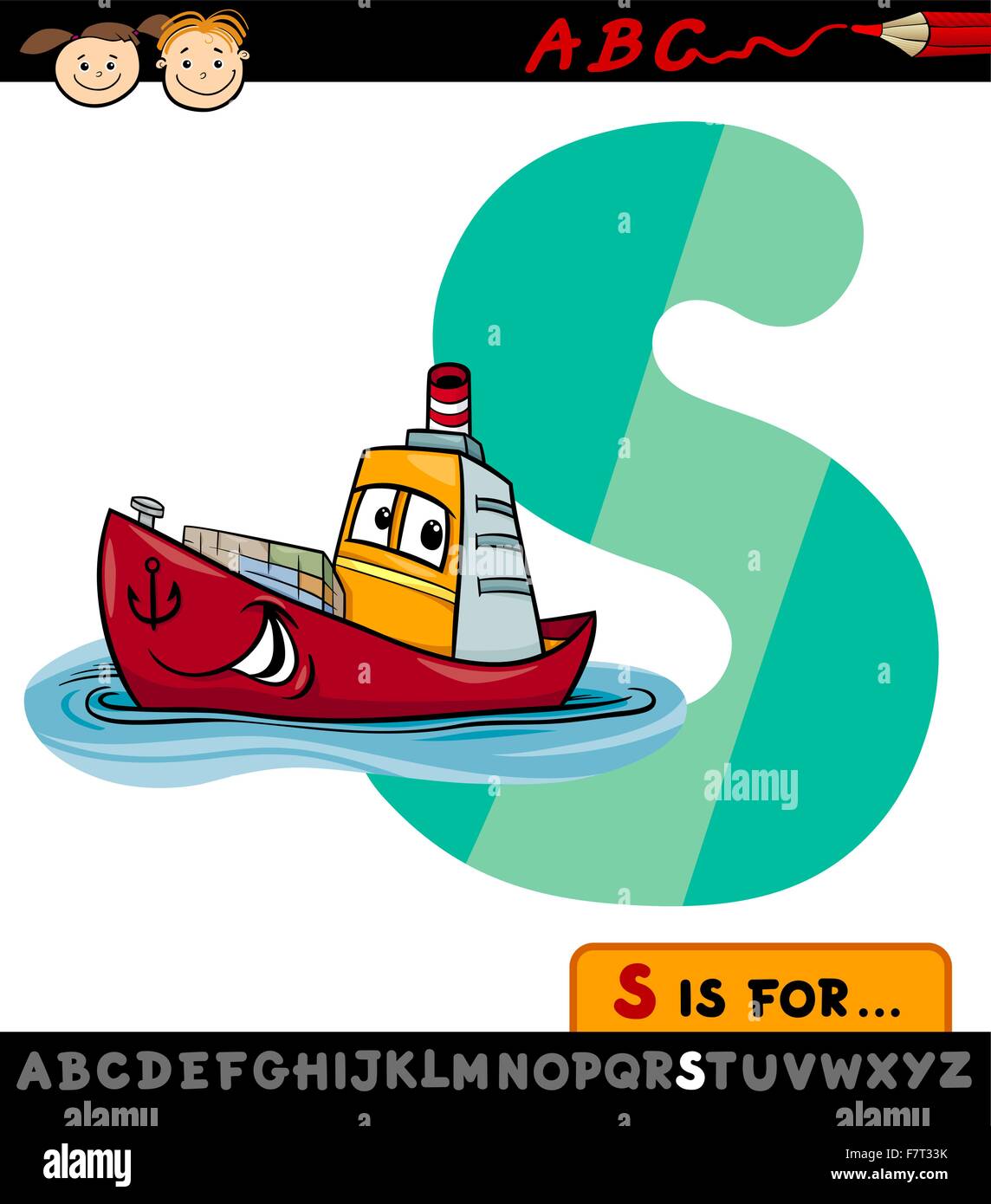 letter s with ship cartoon illustration Stock Vector Image & Art - Alamy