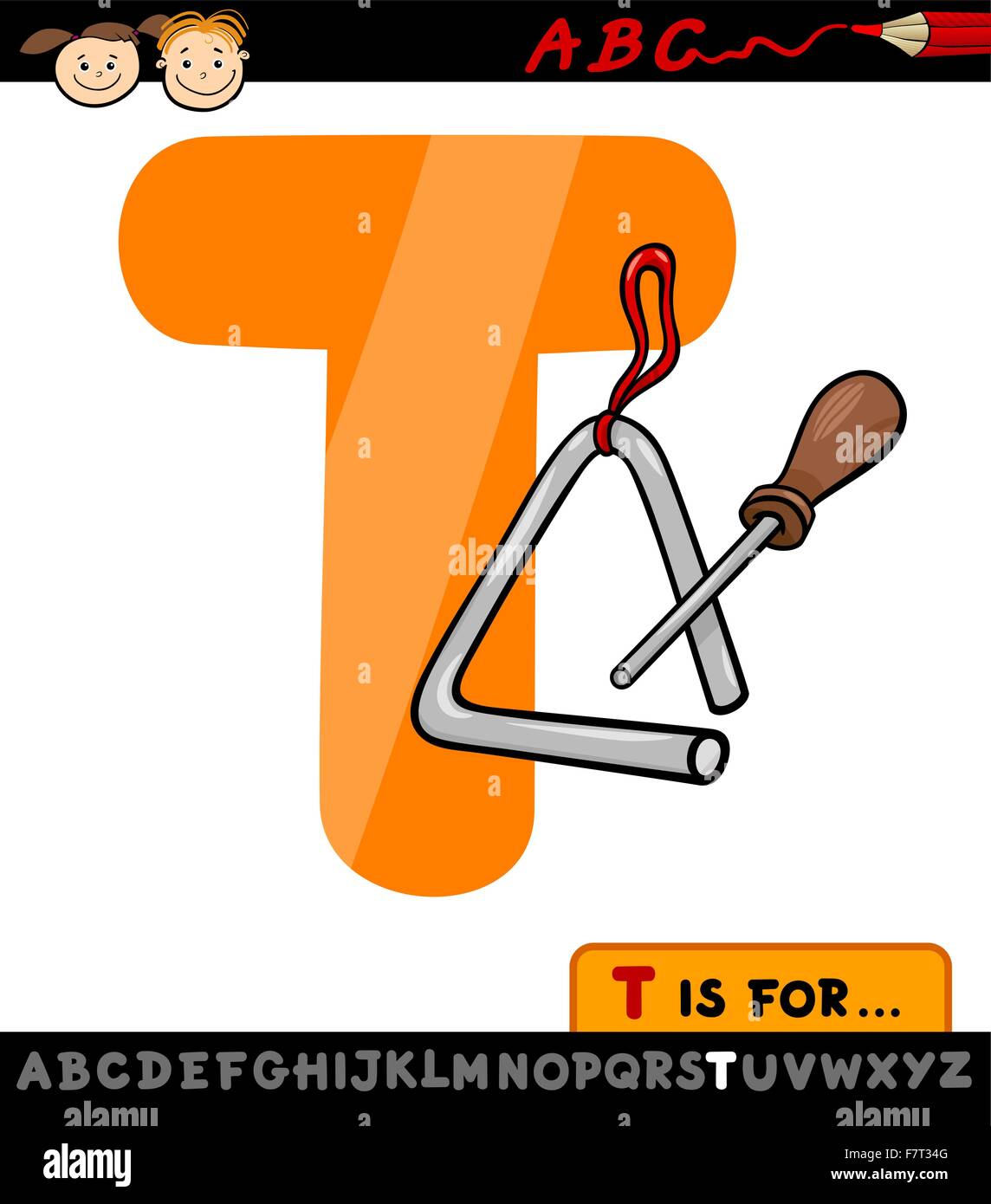 letter t with triangle cartoon illustration Stock Vector Image & Art ...