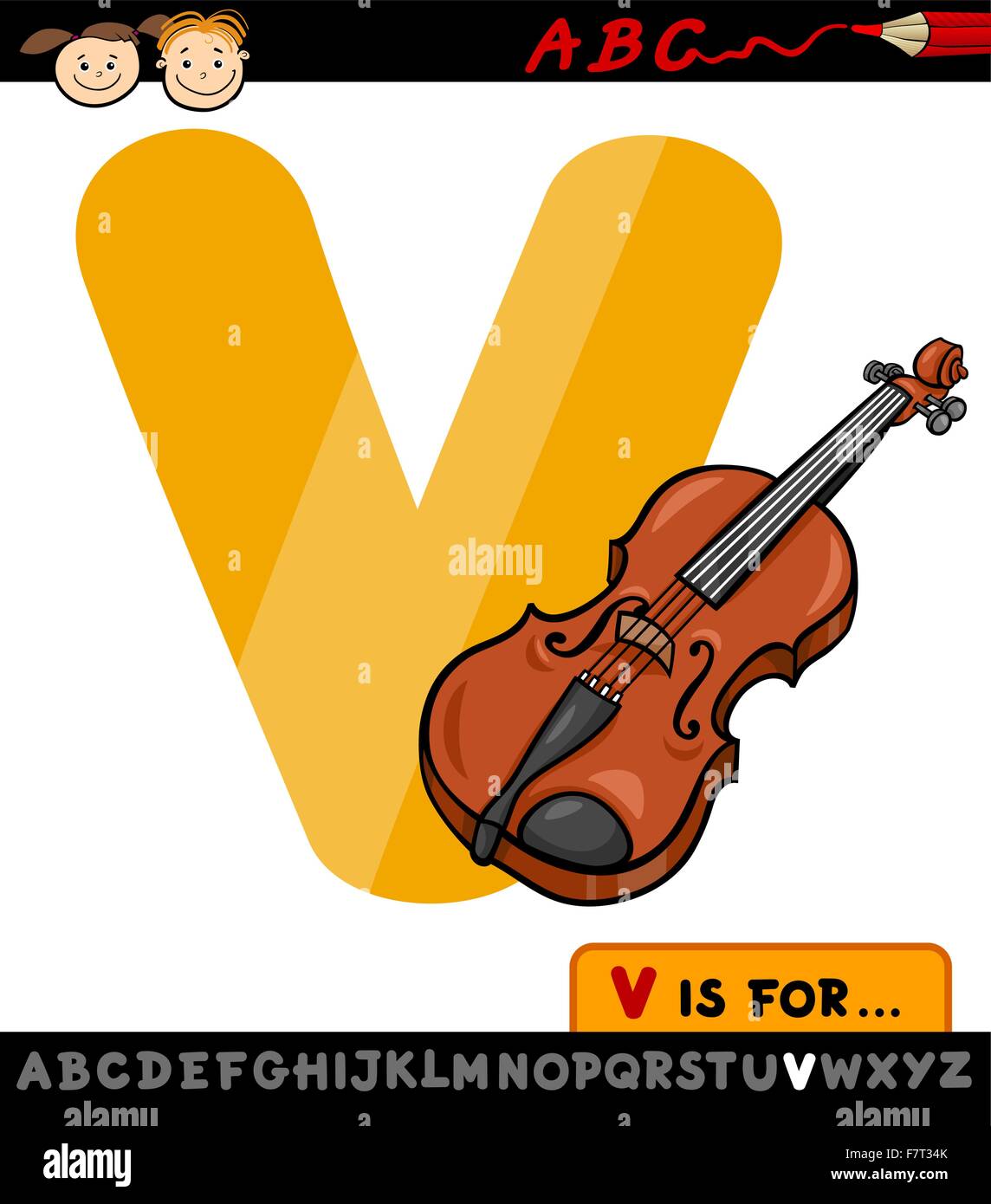 letter v with violin cartoon illustration Stock Vector Image & Art - Alamy