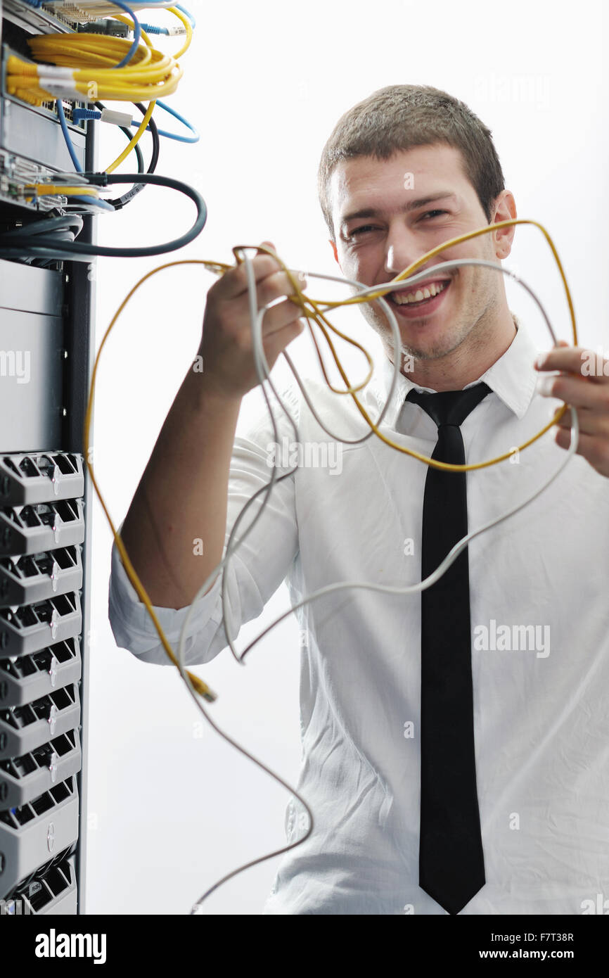 young handsome business man it engeneer in datacenter server room Stock ...