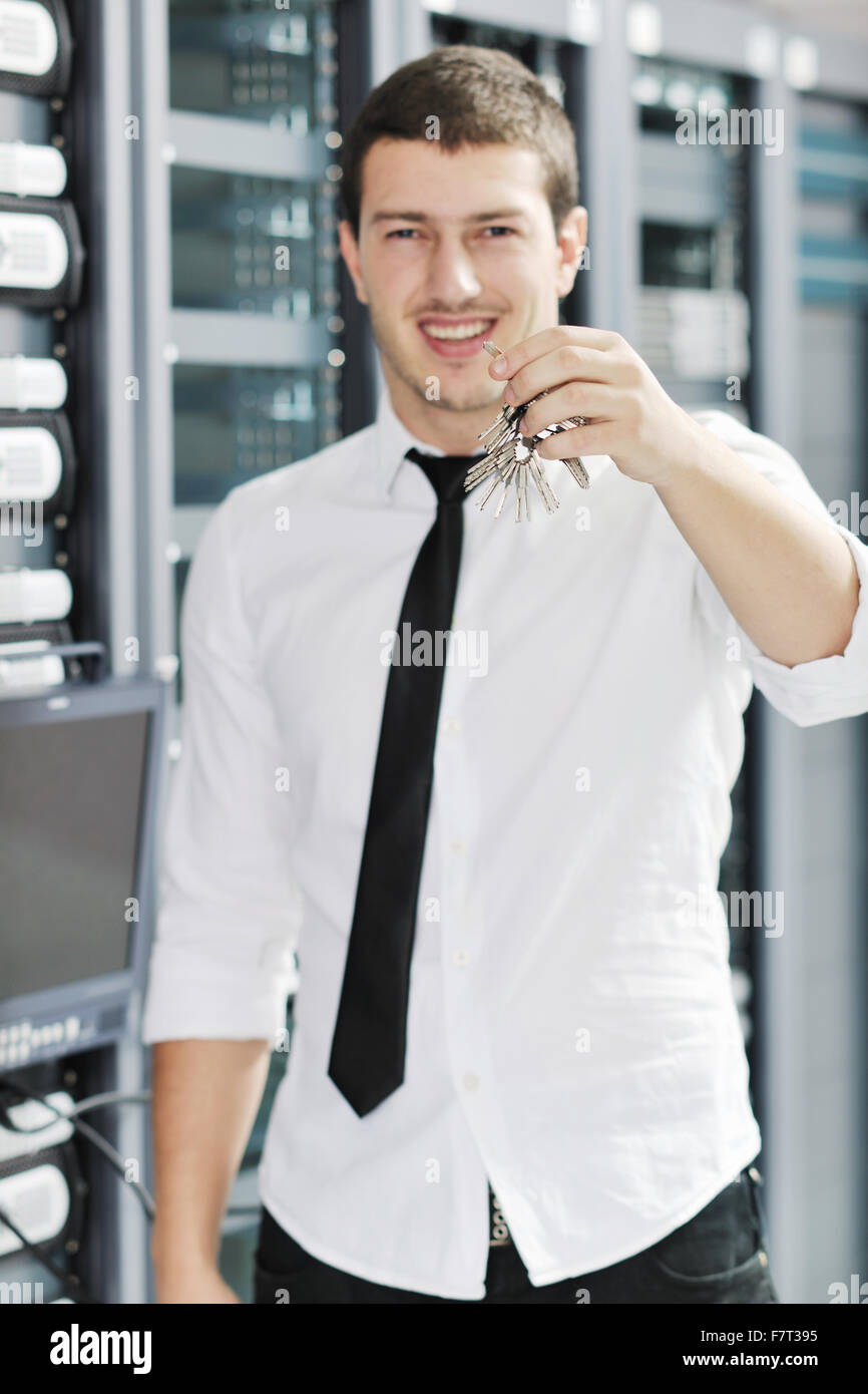 young handsome business man it engeneer in datacenter server room Stock ...