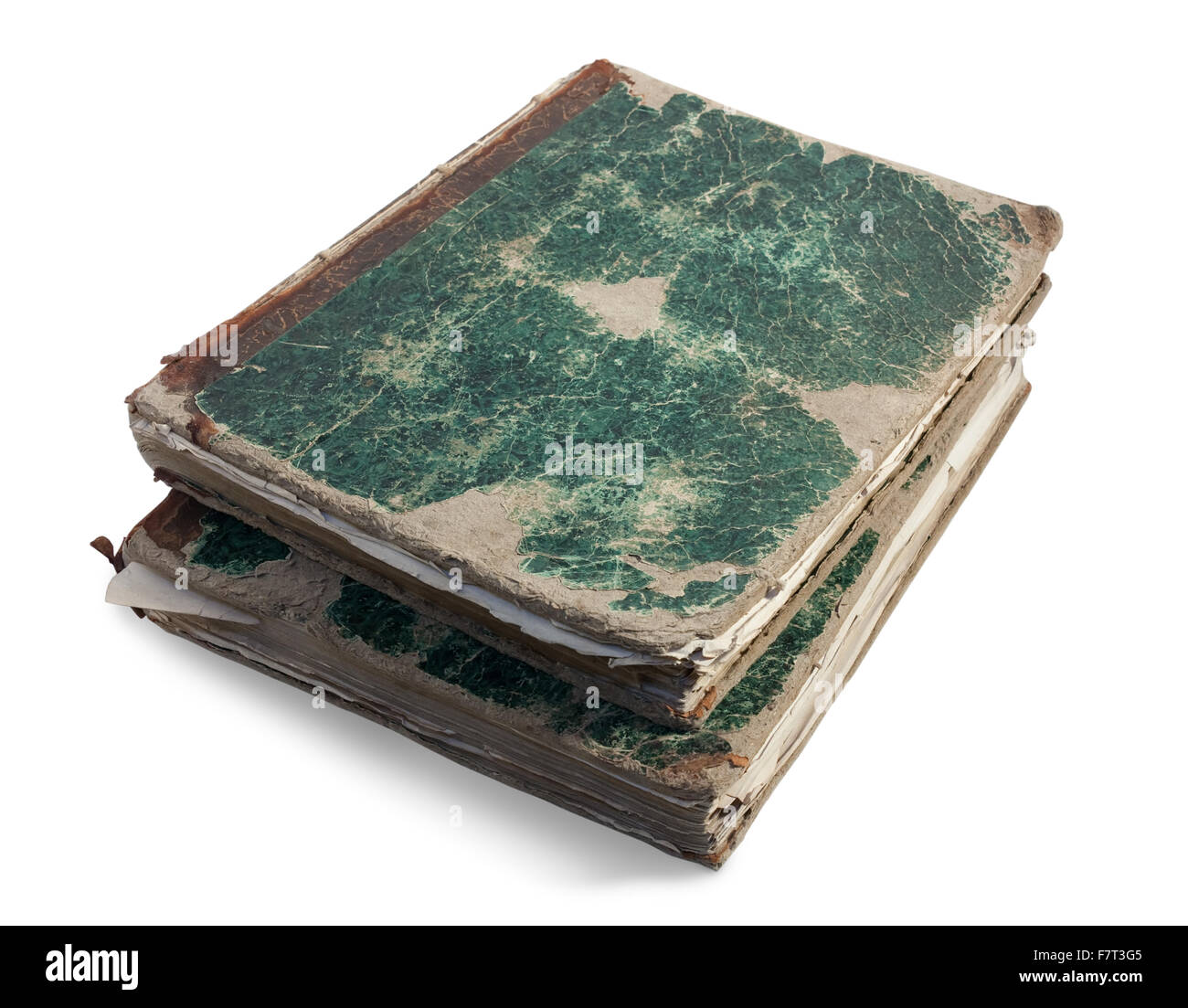 Two old books. Isolated over white with clipping path Stock Photo - Alamy