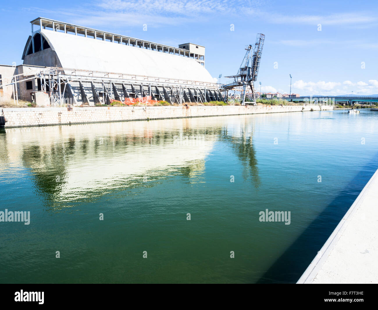 Waterway industrial warehouse wharf. Waterway in Cagliari Stock Photo ...