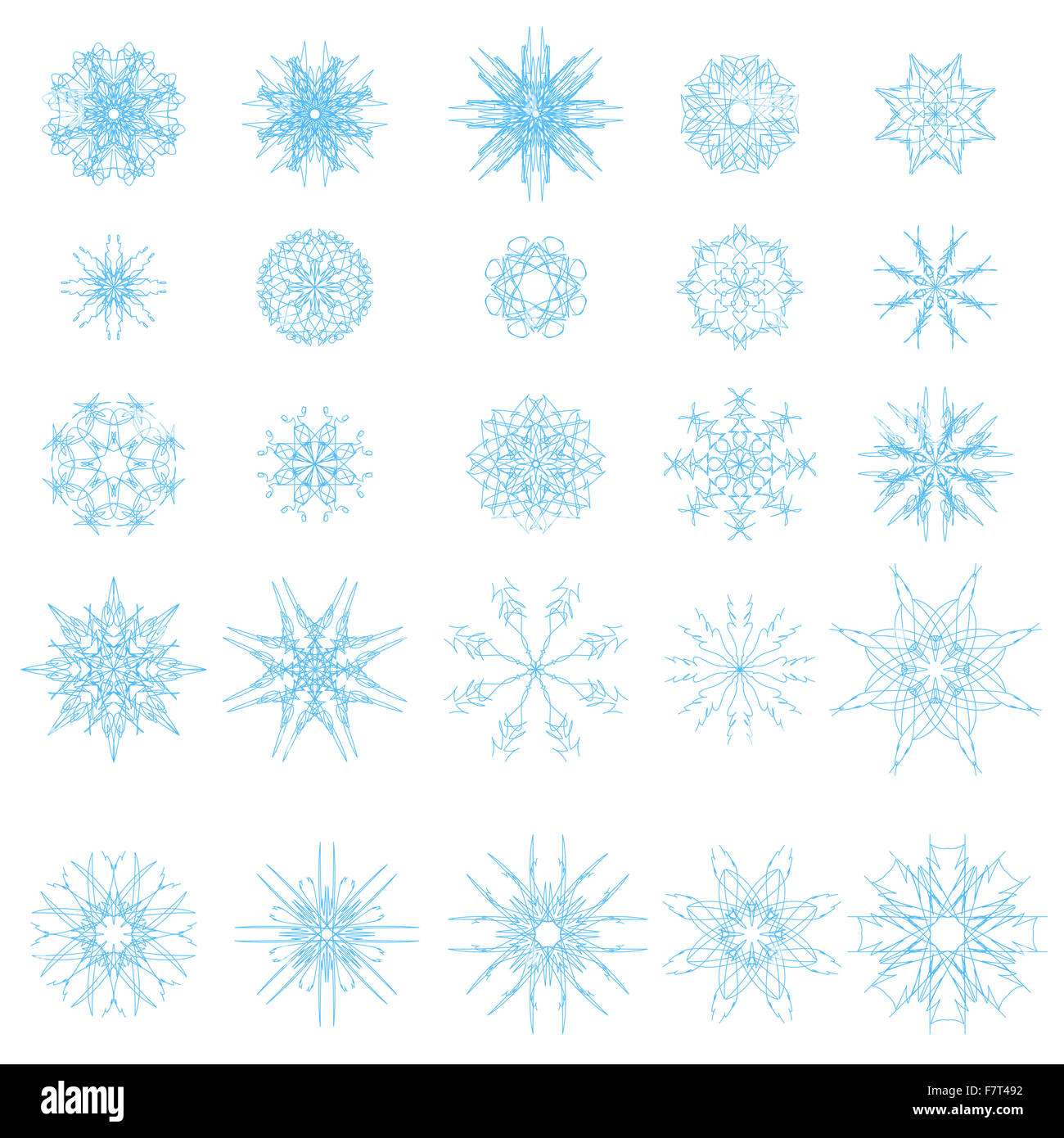 Set of Different Blue Snowflakes Stock Photo - Alamy