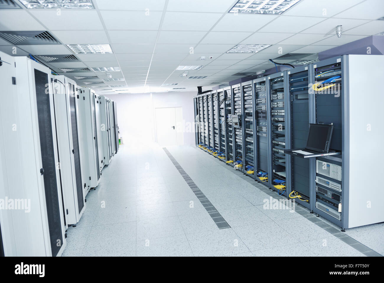 network server room with computers for digital tv ip communications and ...