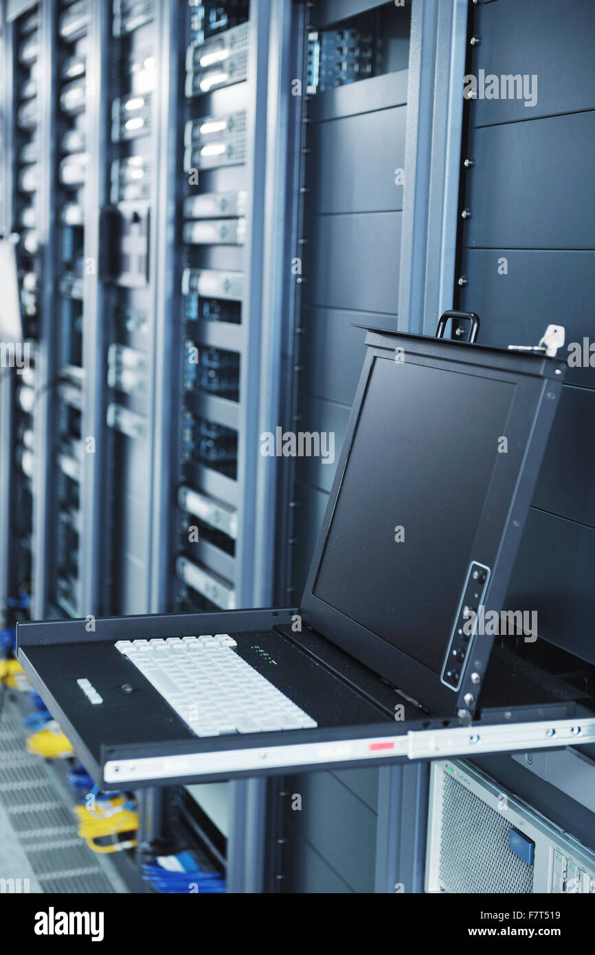 network server room with computers for digital tv ip communications and ...