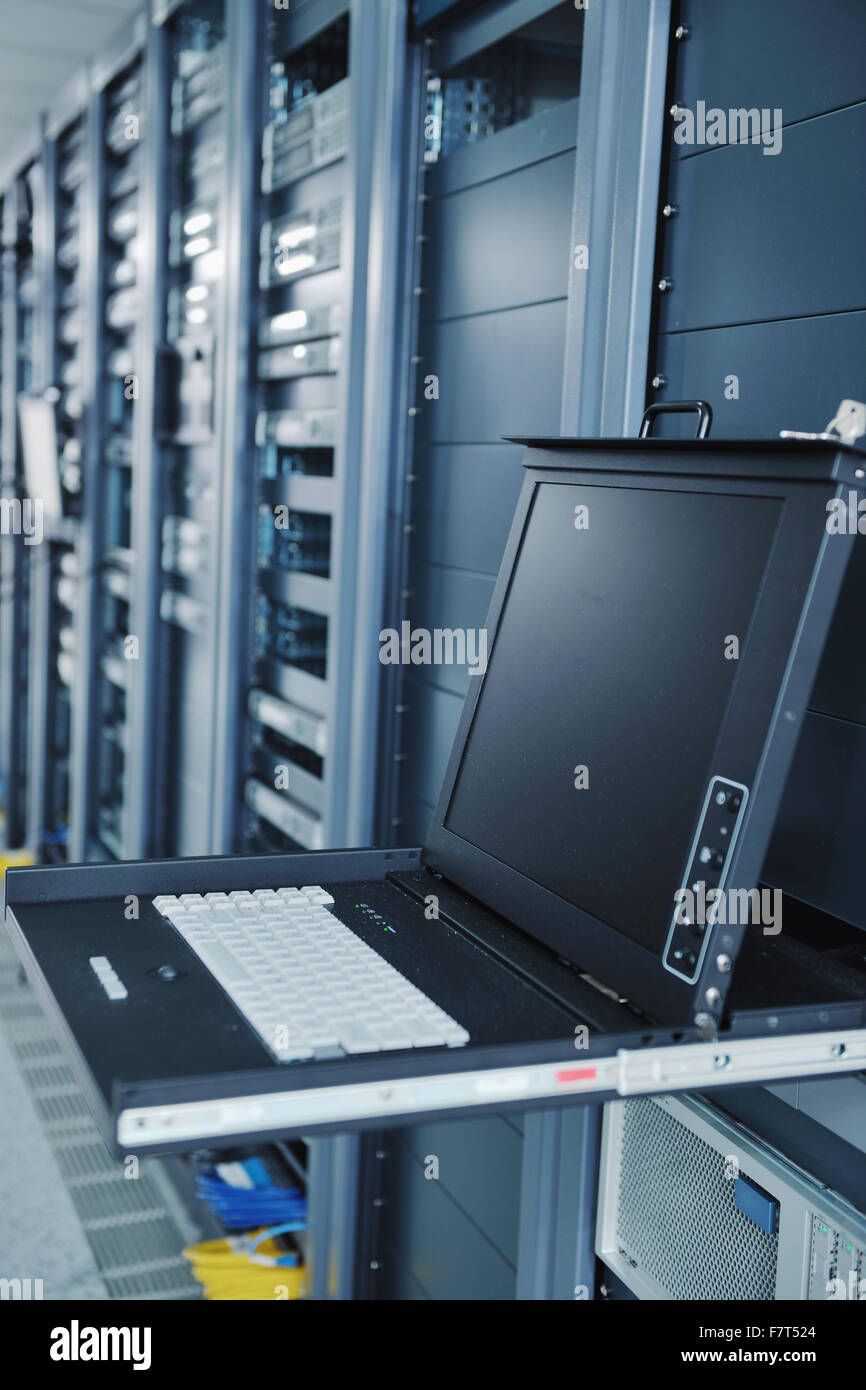 network server room with computers for digital tv ip communications and ...