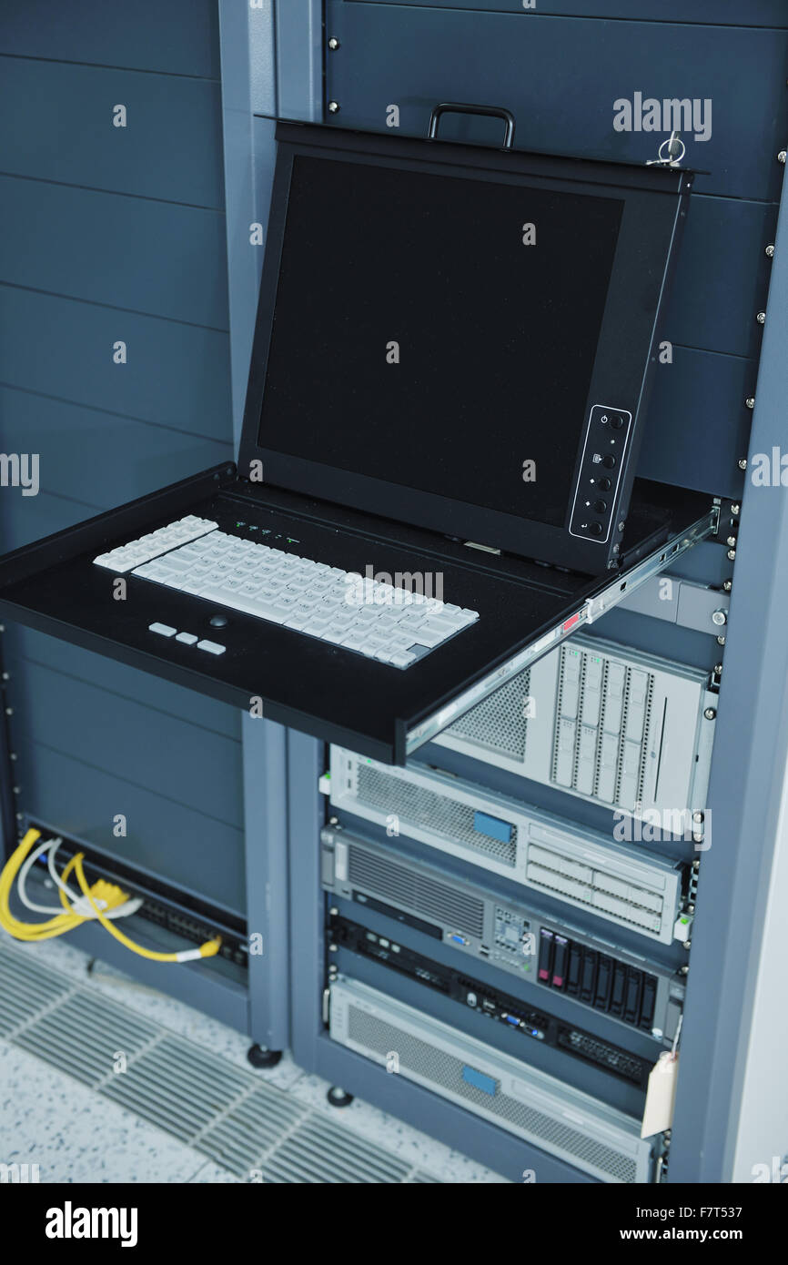 network server room with computers for digital tv ip communications and ...