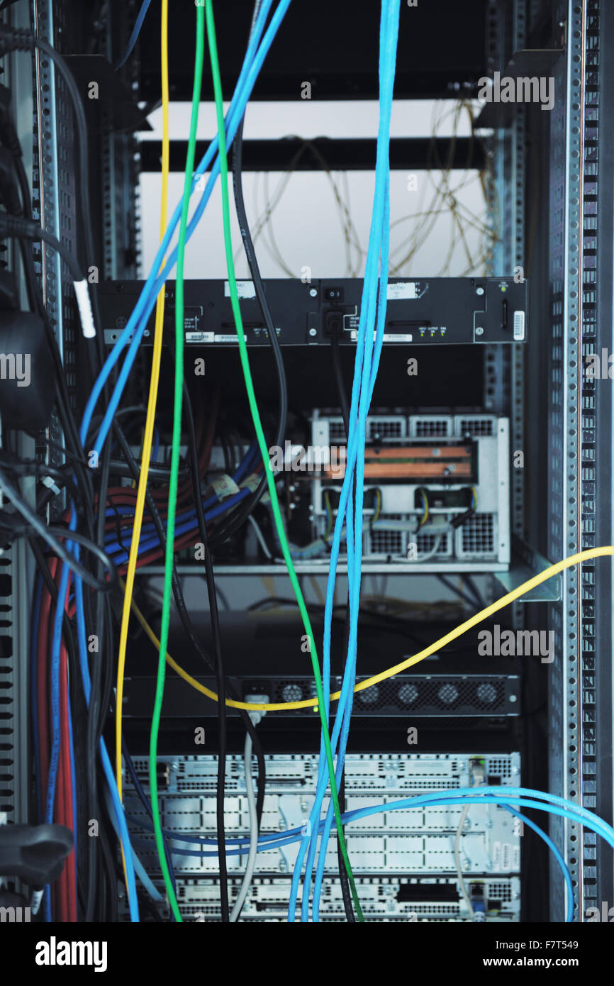 network server room with computers for digital tv ip communications and ...