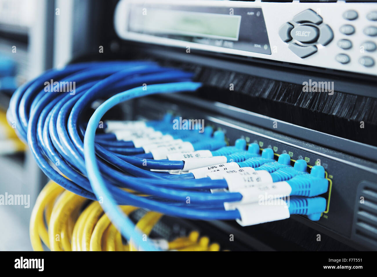 network server room with computers for digital tv ip communications and ...