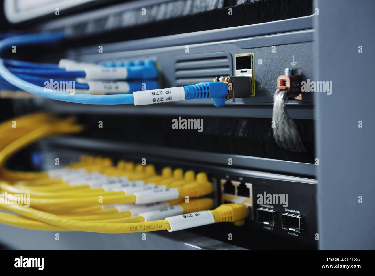network server room with computers for digital tv ip communications and ...