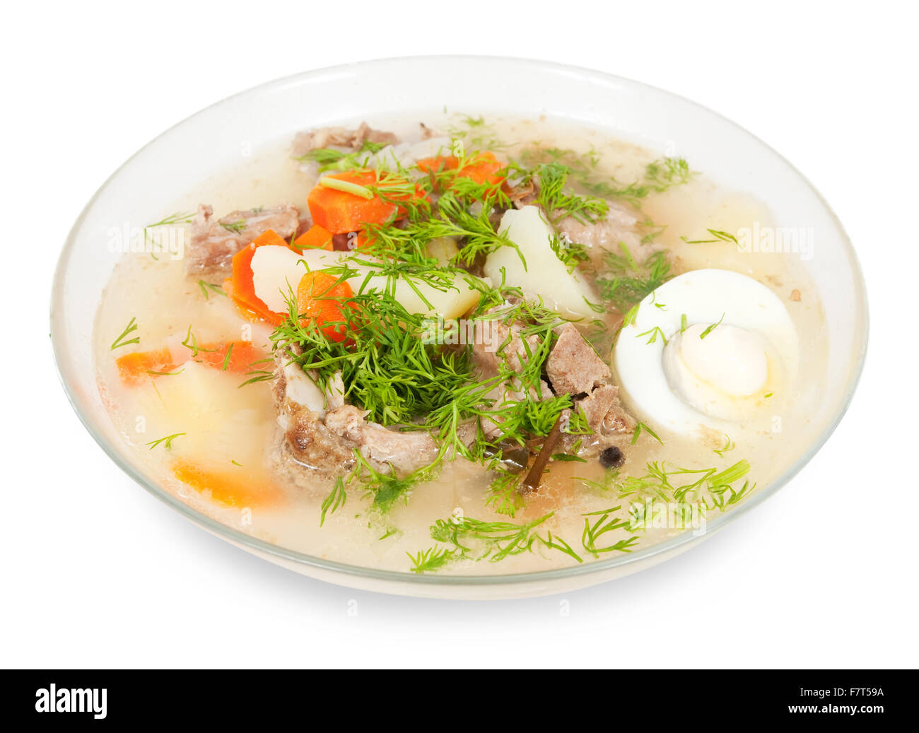 Meat soup. Isolated over white with clipping path Stock Photo - Alamy