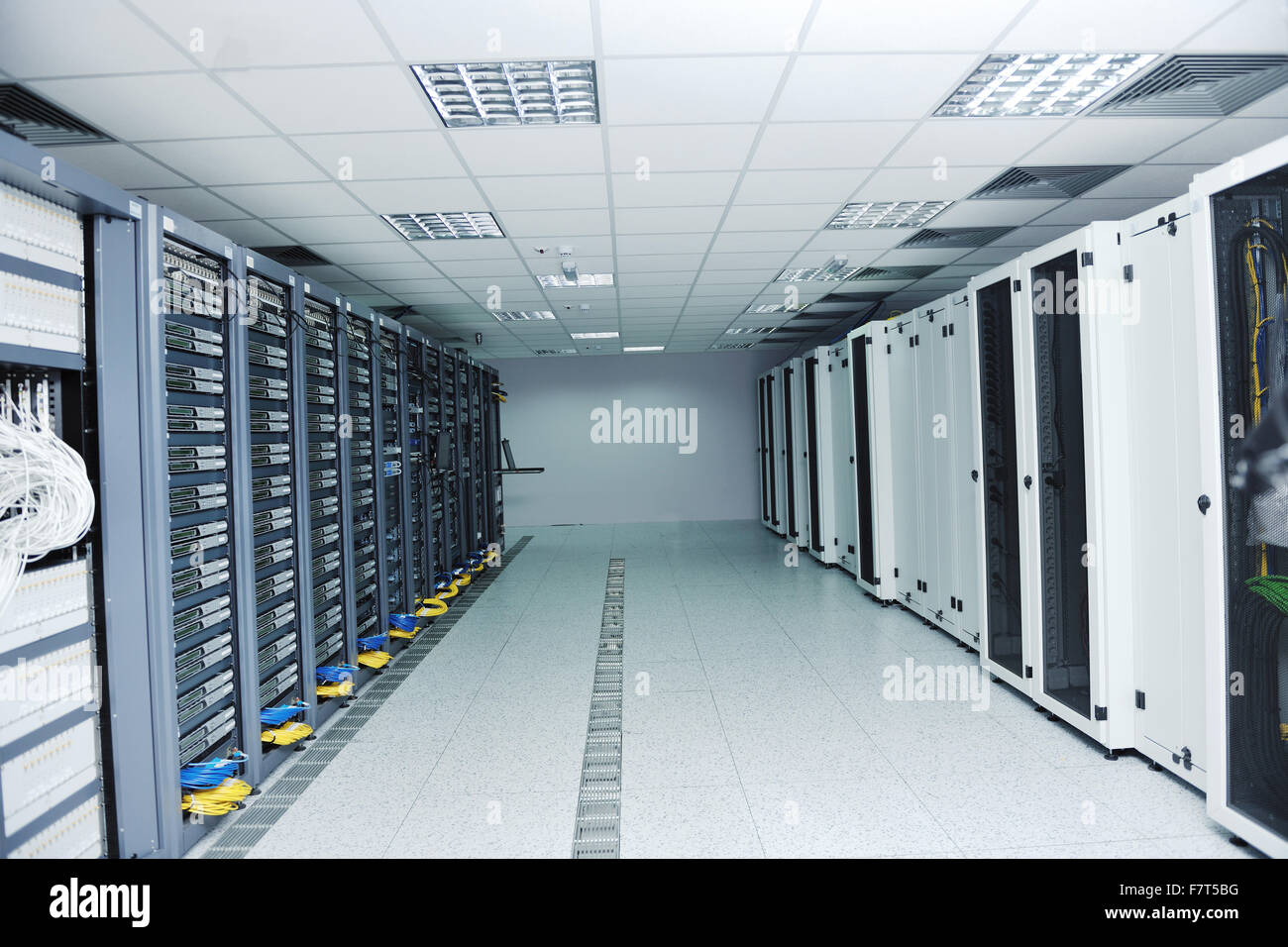 network server room with computers for digital tv ip communications and ...