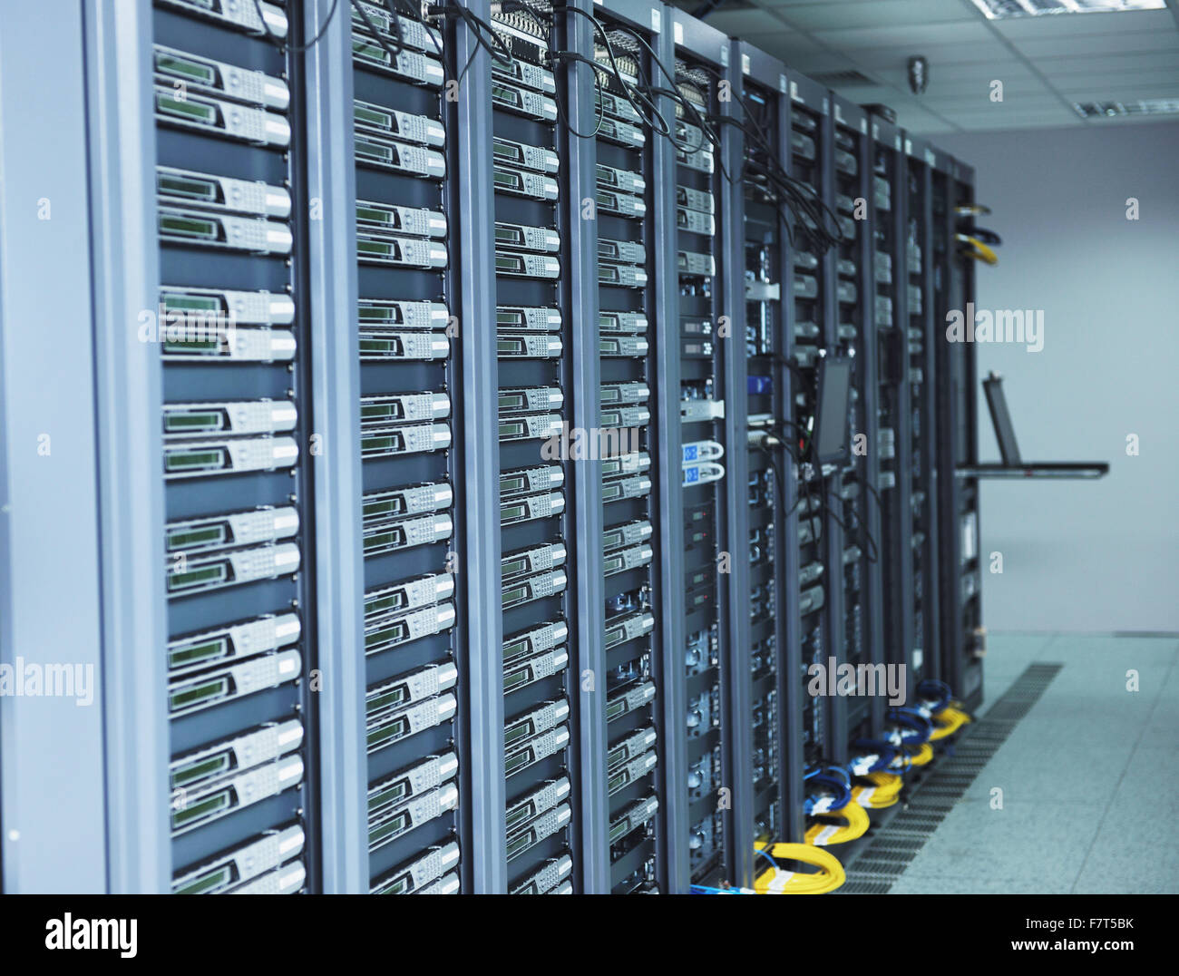 network server room with computers for digital tv ip communications and ...