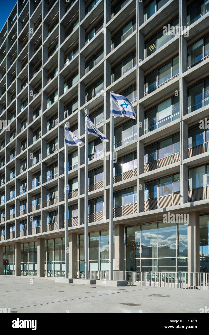 Israel, Tel Aviv, Israeli flags in front of city hall Stock Photo - Alamy