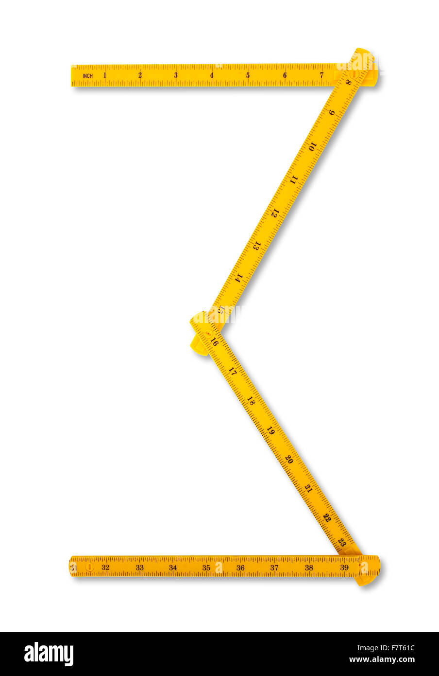 Carpenter rule looking like number three. Isolated over white ...