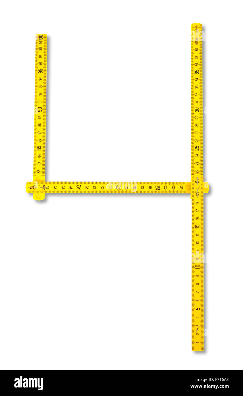 Carpenter rule look like number four. Isolated over white background ...