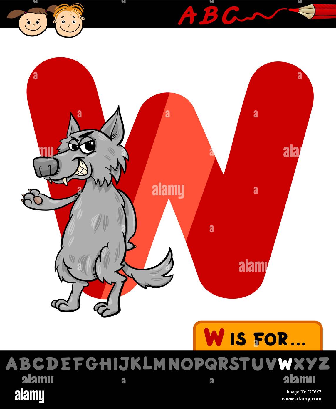 letter w with wolf cartoon illustration Stock Vector Image & Art - Alamy