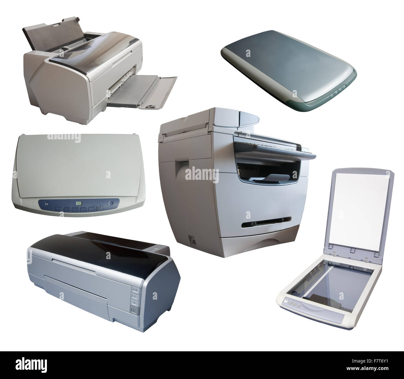 Set of office different digital devices. Isolated on white with ...