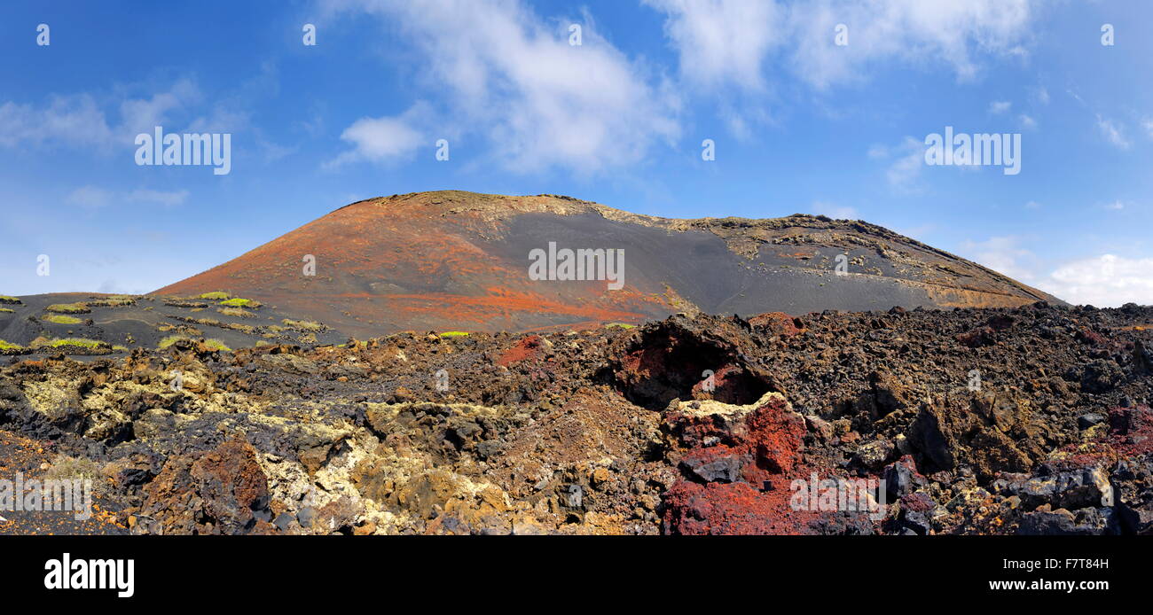 Montana Colorada with lava, volcanic mountains, Mancha Blanca ...