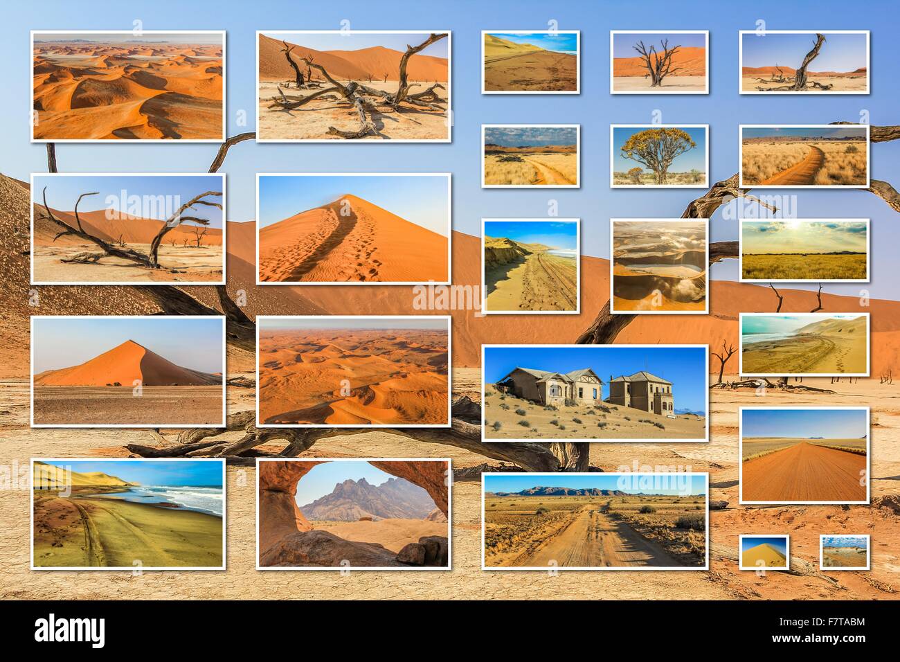 Namibia sand dunes collage Stock Photo - Alamy
