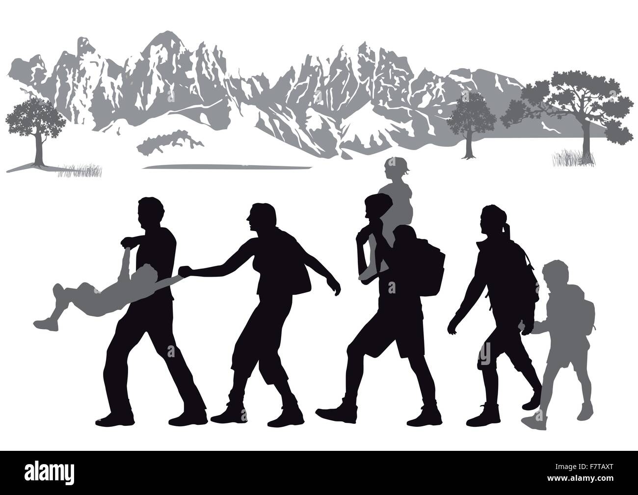 Hiking with Children Stock Vector Image & Art - Alamy