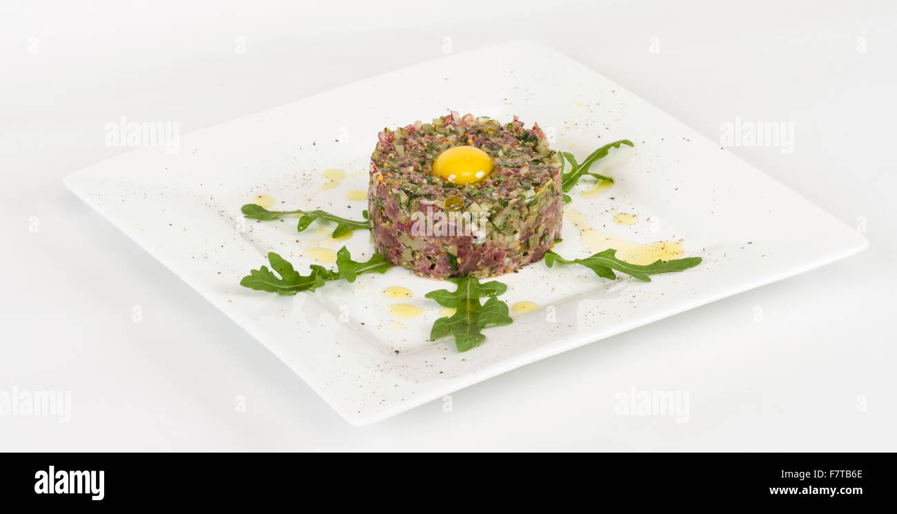 steak tartare with egg Stock Photo - Alamy