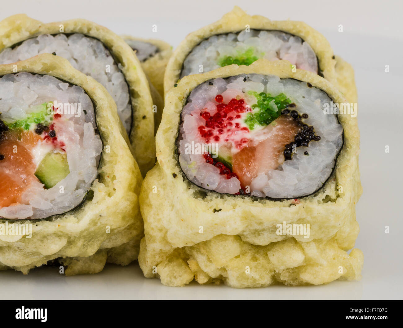 Japanese Cuisine -Tempura Maki Sushi (Deep Fried Roll made of salmon ...