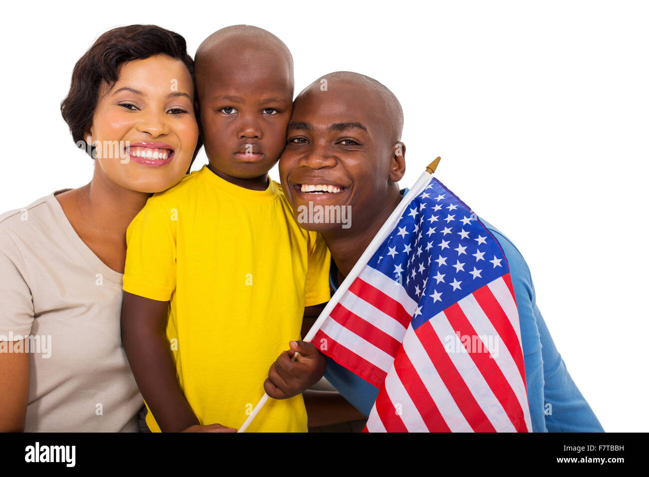 afro American family with usa flag isolated on white background Stock ...