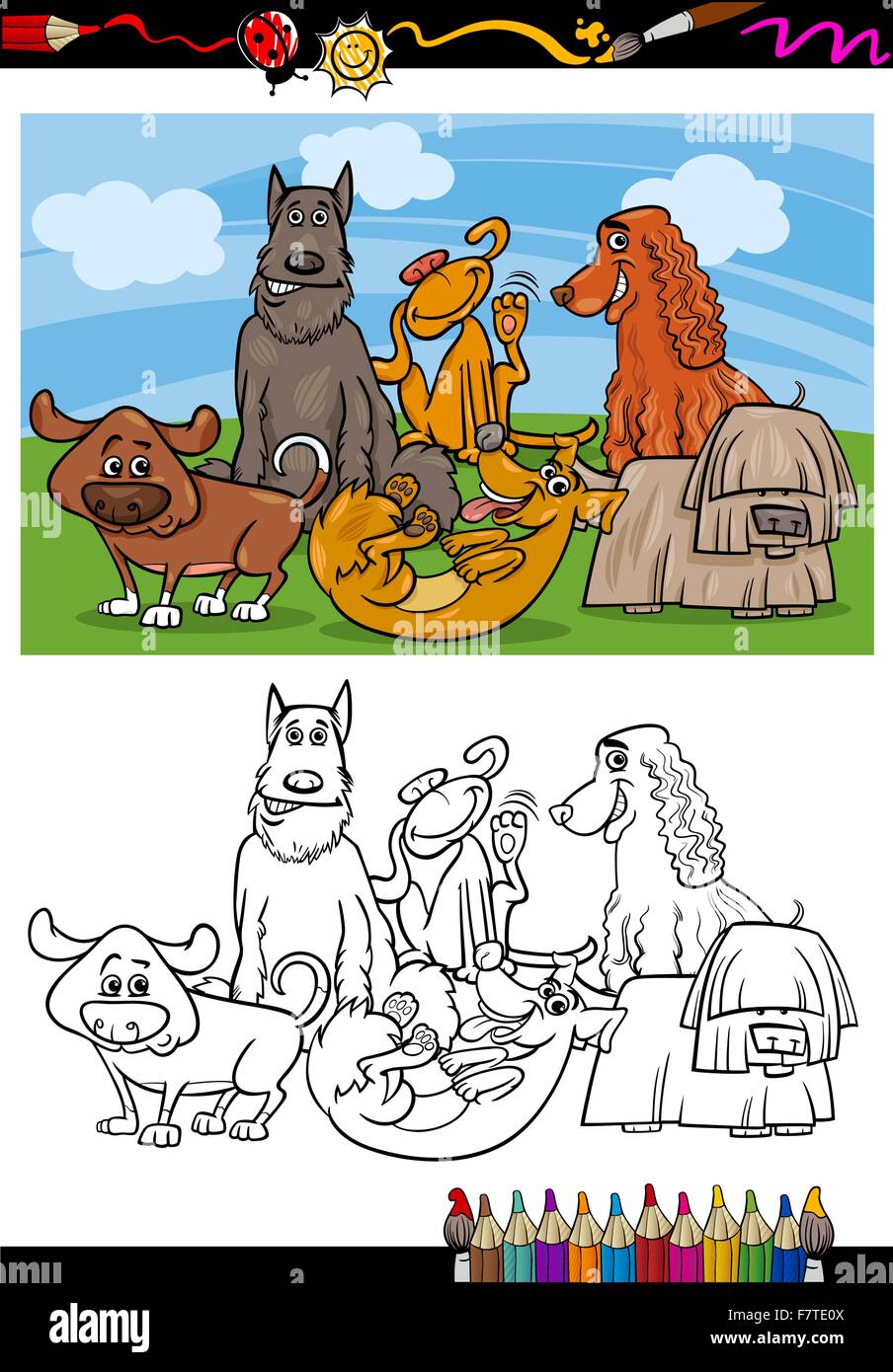 funny dogs cartoon coloring book Stock Vector Image & Art - Alamy