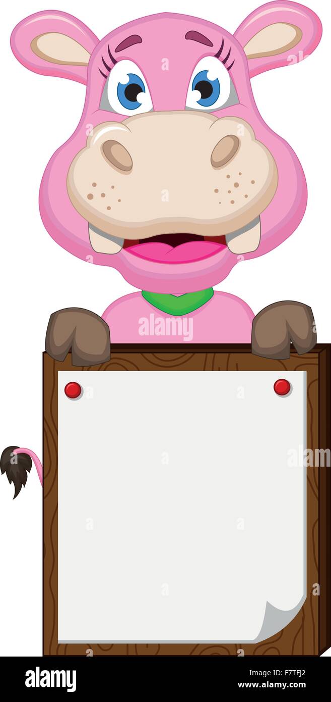 Cute hippo cartoon with blank sign Stock Vector Image & Art - Alamy